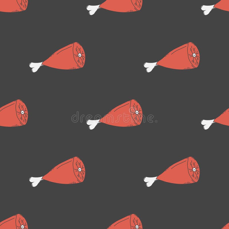 Seamless Ham Pattern. Hand Drawn Meat Background Stock Illustration ...