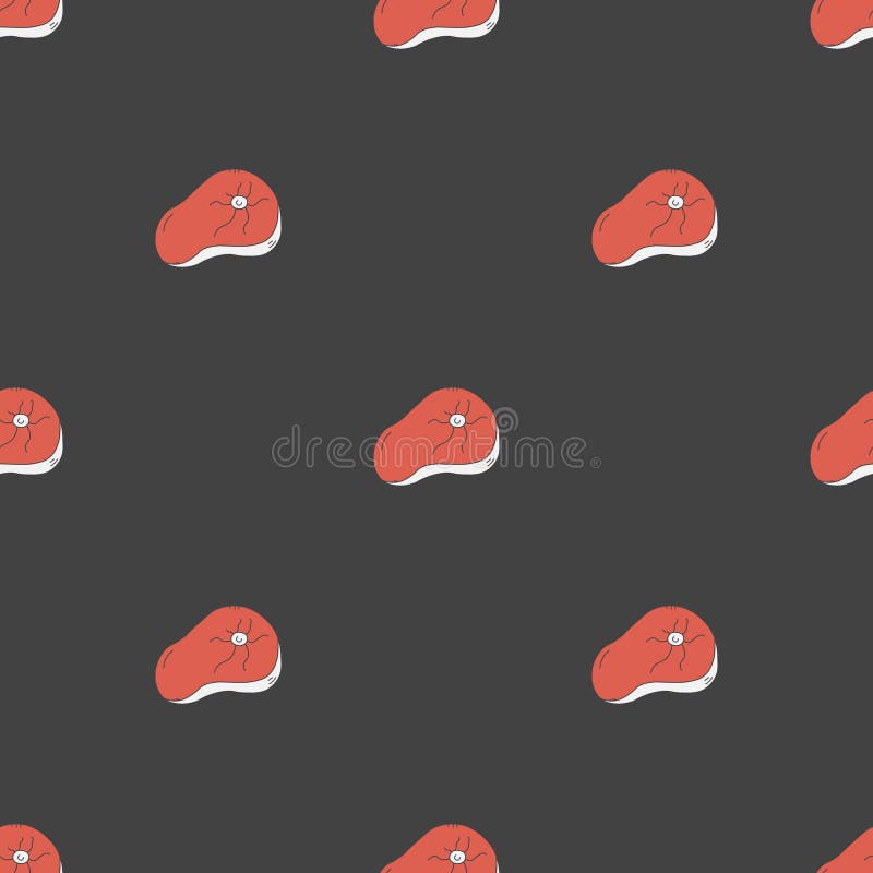 Seamless Steak Pattern. Hand Drawn Meat Background Stock Illustration ...
