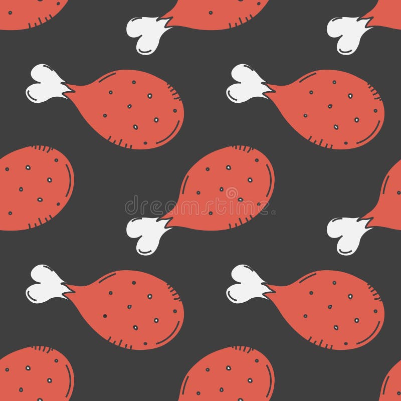 Doodle Chicken Legs Background. Seamless Chicken Legs Pattern ...
