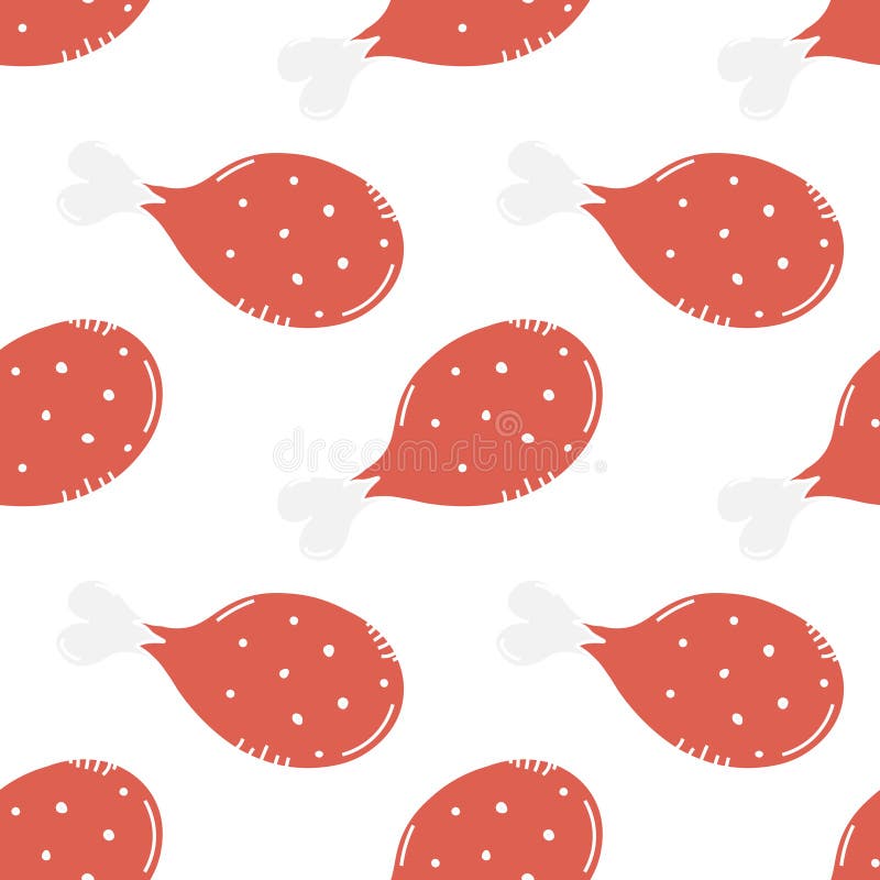 Doodle Chicken Legs Background. Seamless Chicken Legs Pattern ...