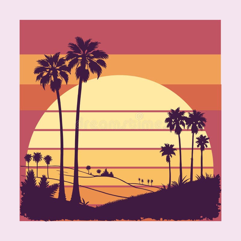 Vintage Paradise: Retro Palm Tree Aesthetics. Stock Vector ...
