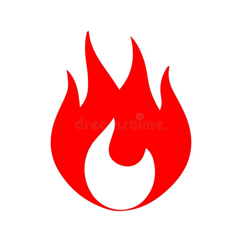 Fire Flame Sign. Red Icon on White Background. Flat Style. Stock Vector ...