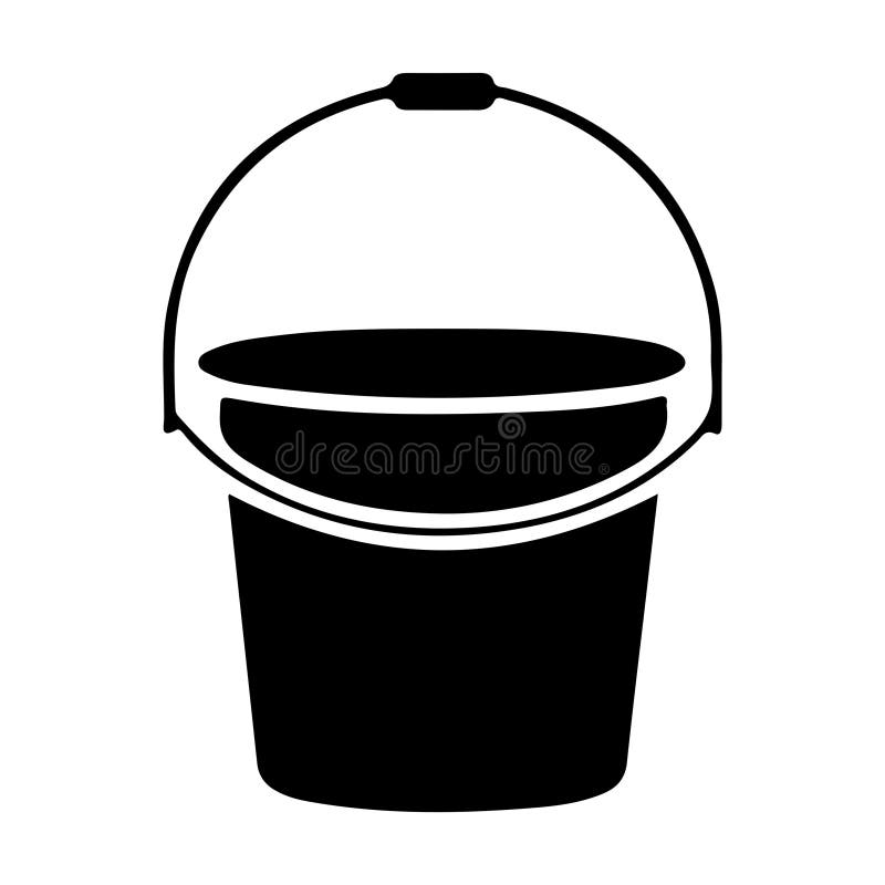 Bucket Icon Over White Background, Vector Illustration. Black and White ...