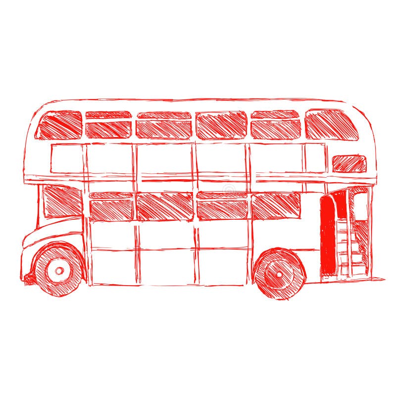 British Red, Double-decker Bus. Sketch with Simple Lines Stock Vector ...
