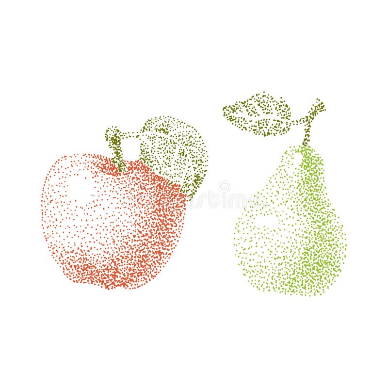 Illustration of Apple and Pear with Dots. Stock Vector - Illustration ...