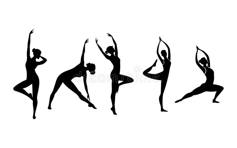 Abstract Human Poses Silhouette Vector Art Illustration on White ...