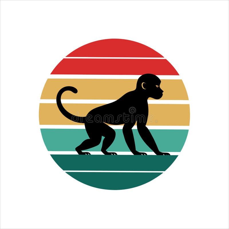 Vintage Monkey Silhouette Vector for Retro T-Shirt Designs Stock Vector ...