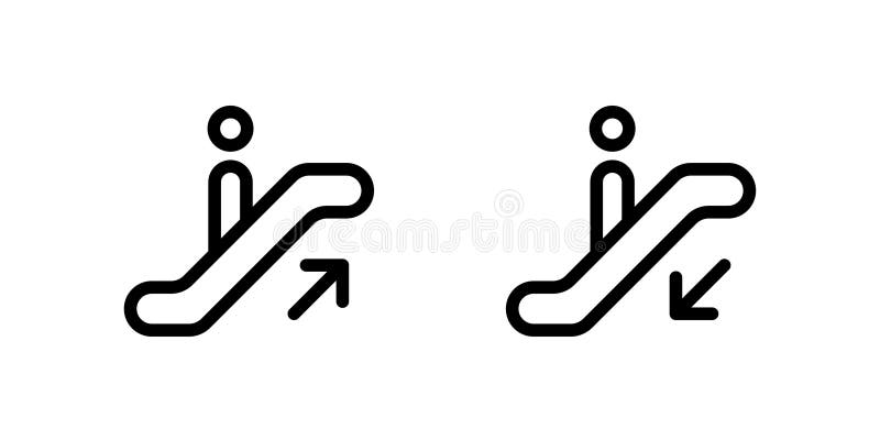 Escalator Icon Set. Escalator Up and Down Icons. Escalator Signs Set ...