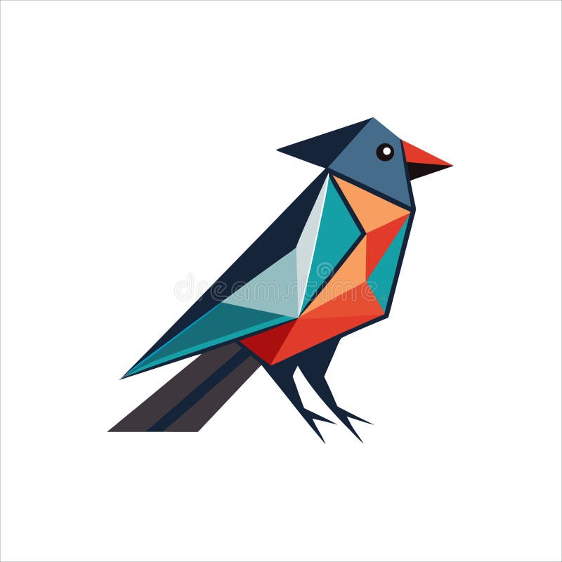 Geometric Bird Design Vector with Sharp Edges on White Background Stock ...