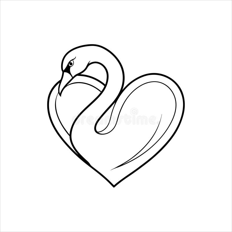 Swan Forming Heart Shape with Neck Vector Illustration Stock Vector ...