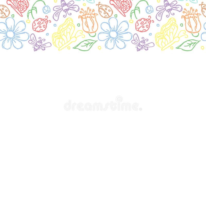 Spring Floral Frame. Vector Template with Flowers Stock Vector ...
