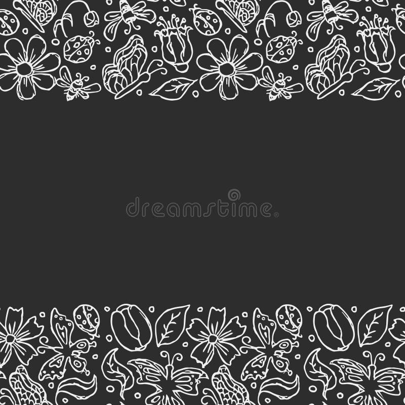 Spring Floral Frame. Vector Template with Flowers Stock Vector ...