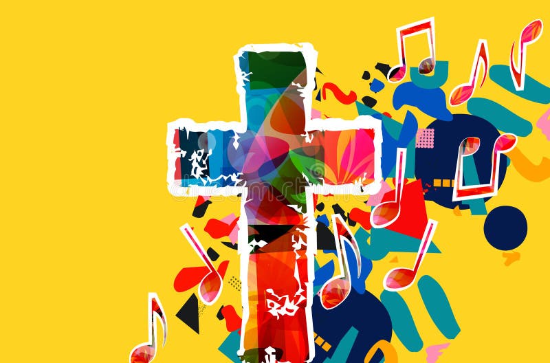 Creative Music Style Template Vector Illustration, Colorful Cross with ...