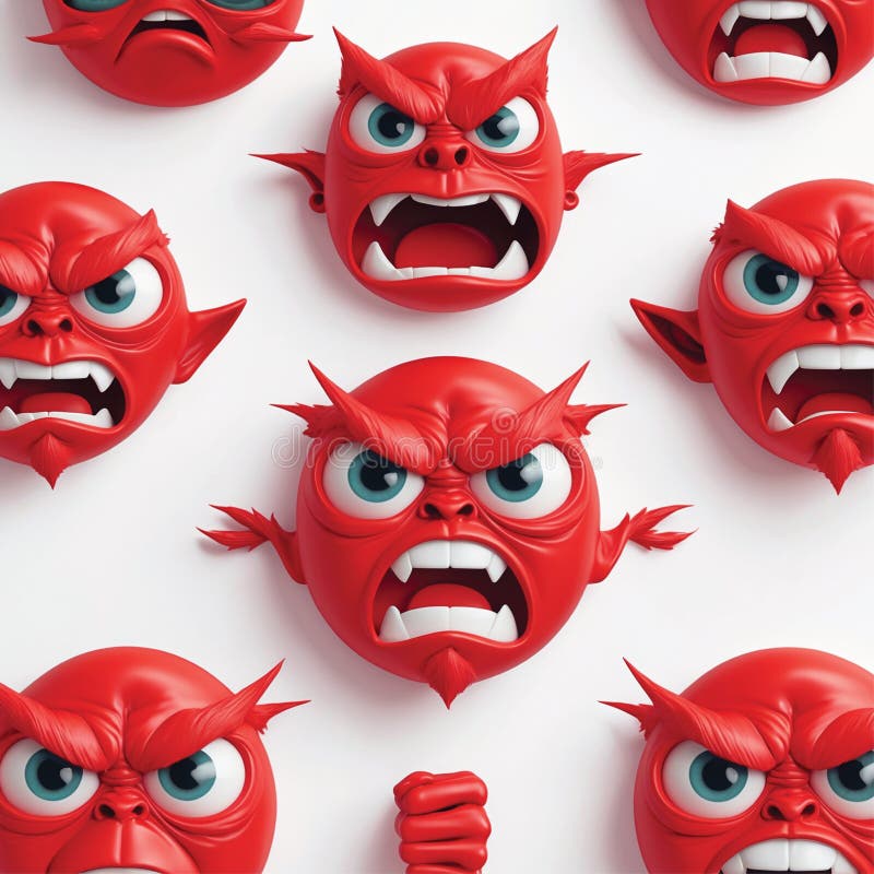 Red angry emoticons stock illustration. Illustration of graphic - 354548215