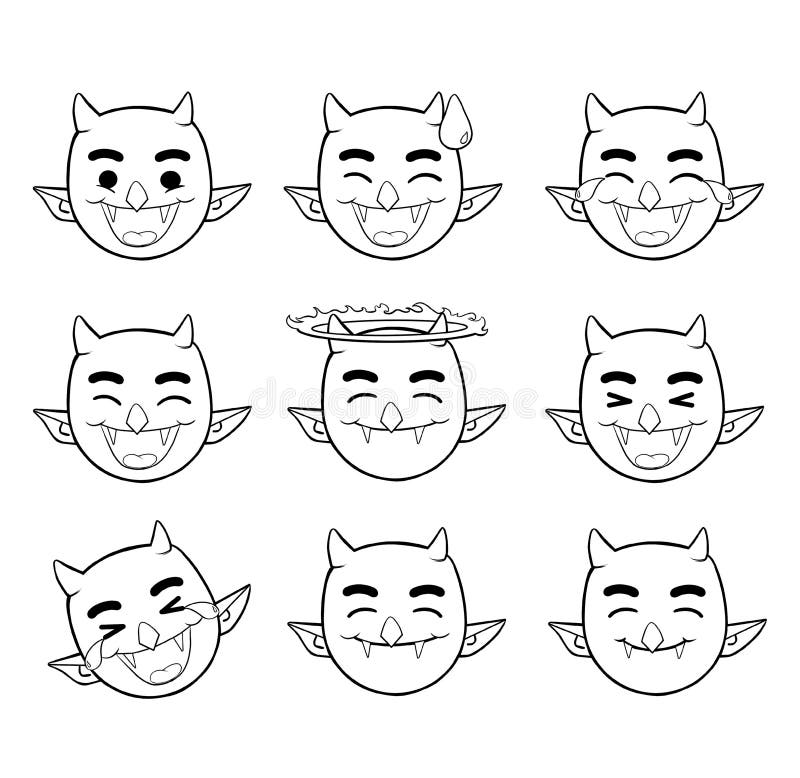 Various Expressions of Funny Faced Devils Stock Vector - Illustration ...