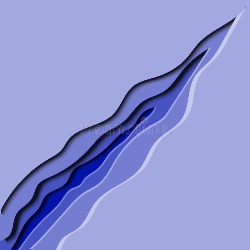 Abstract Blue Paper Cut Realistic Relief. Soft Color Stock Illustration ...