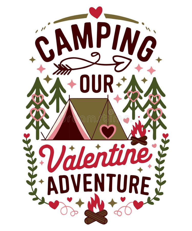 Romantic Camping Valentine S Adventure Design Stock Illustration ...