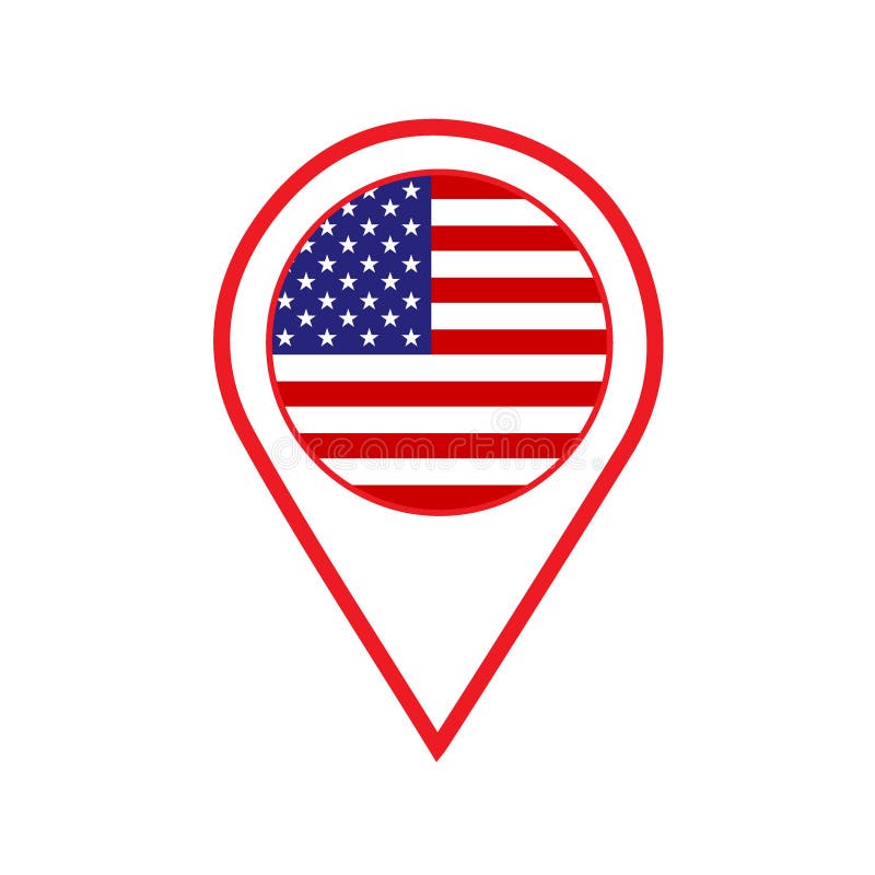 United States Location Pointer Vector, USA Flag Pin Icon Illustration ...