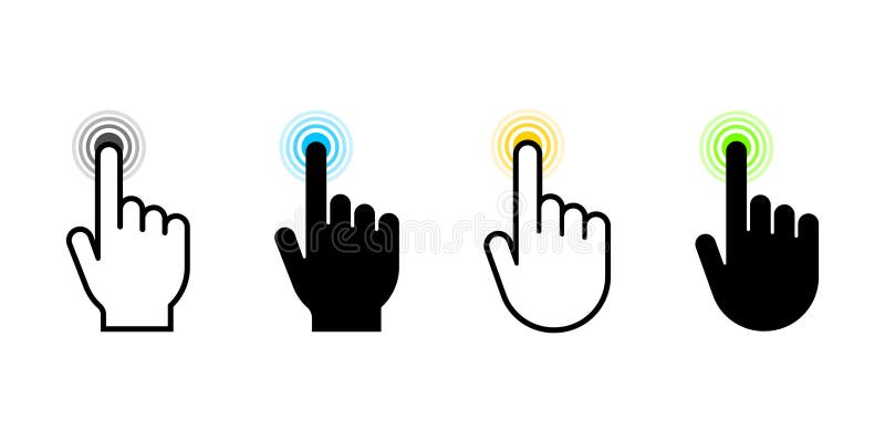 Hand Click Icon Set. Clicking Finger Icon. Pointer Icon Vectors Stock ...