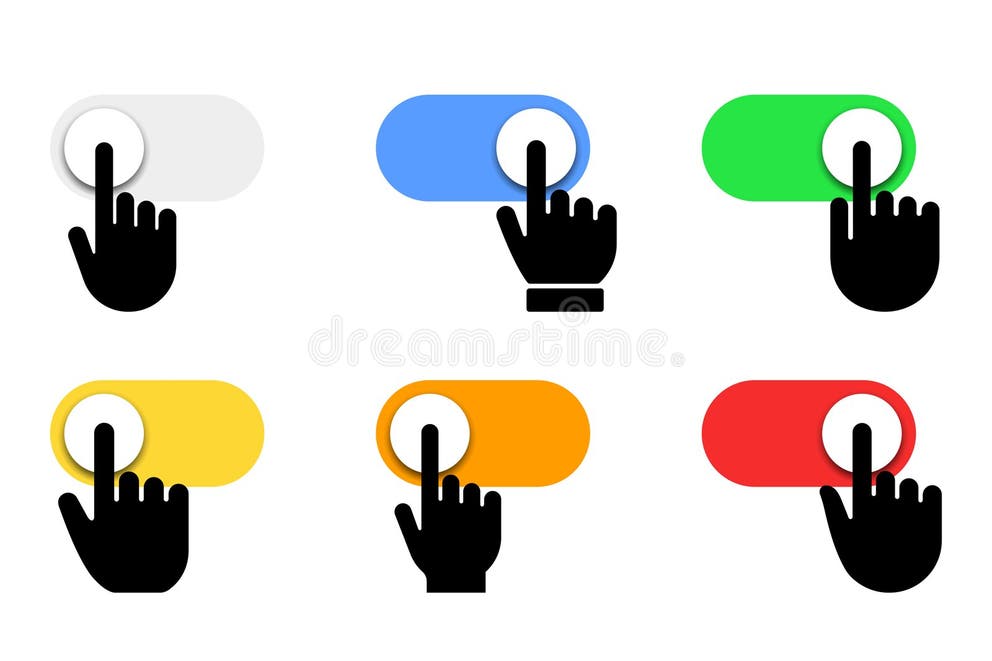 Set of Finger on Switches Vector Icons. on and Off Toggle Switch ...