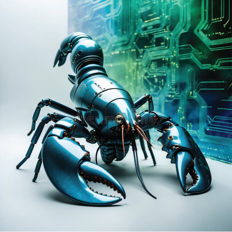 3d Rendering of Blue Metalic Lobster Robot Stock Photo - Image of ...