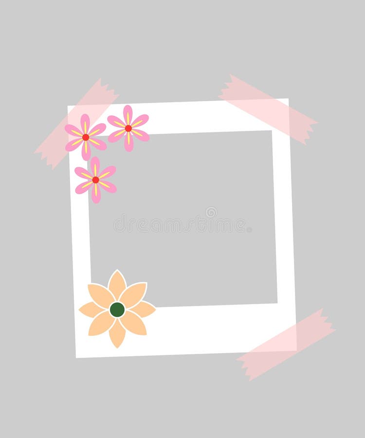 Polaroid Frame with Yellow Flower Accent Stock Illustration ...