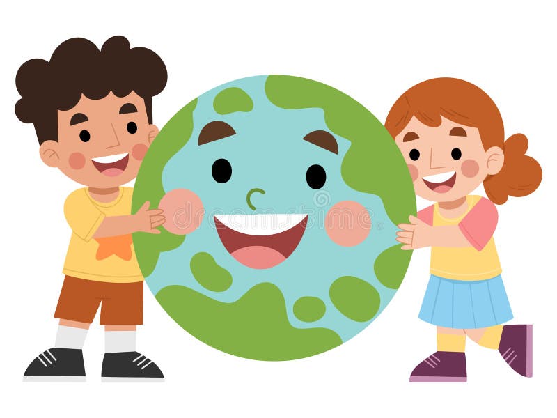 Illustration of Children Hugging the Earth Stock Vector - Illustration ...