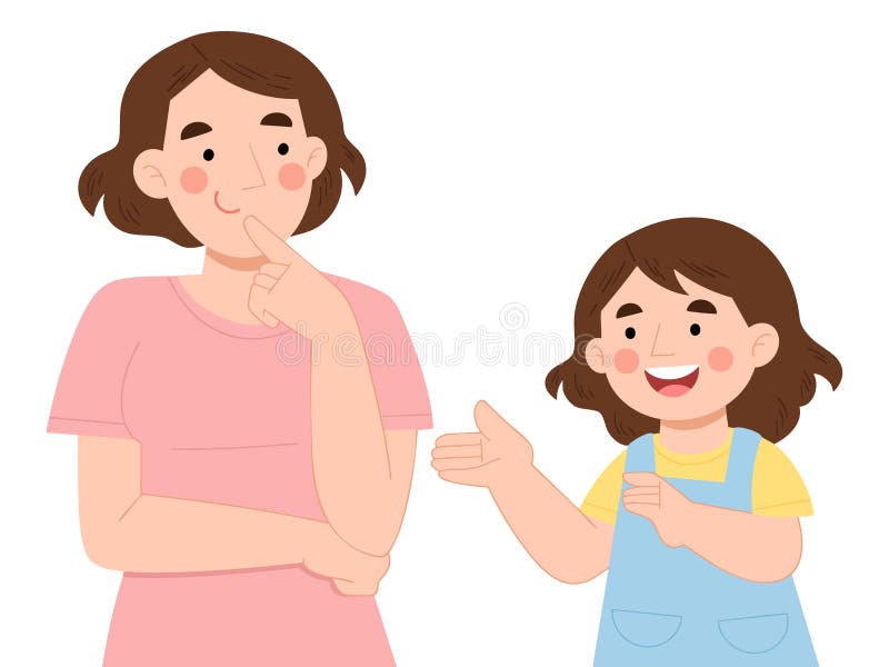 Illustration of Girl Talking Happily with Mother Stock Vector ...