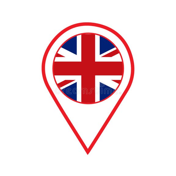 UK Location Icon Vector, United Kingdom Location Pointer, UK Flag Pin ...