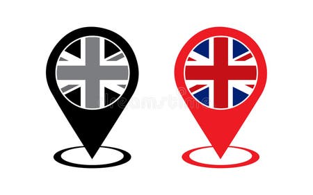 Map Pin Icons of United Kingdom with National Flags, UK Location Icon ...