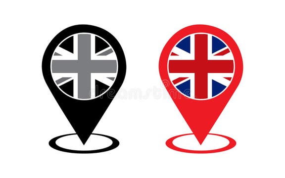 Map Pin Icons of United Kingdom with National Flags, UK Location Icon ...