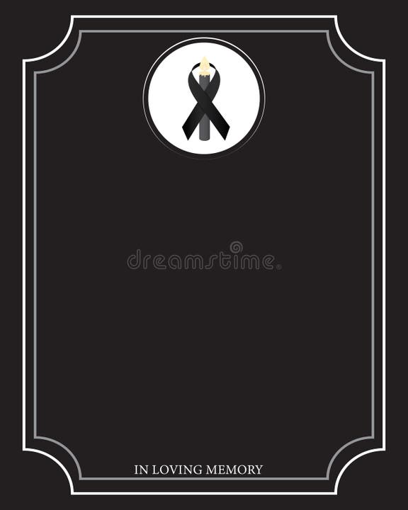Funeral Empty Card. Empty Card. Digital Funeral Black Ribbon and Candle ...