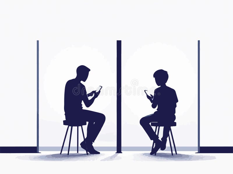 Father and Son: the Digital Divide, Family Vector Illustration Stock ...