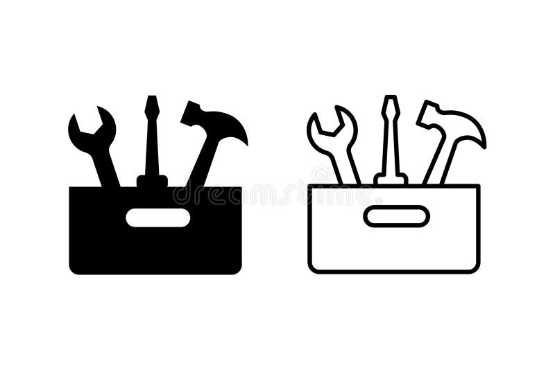 Tool Case Icon Set. Toolbox Icon Set. Carpenter Toolkit Icon. Hardware ...