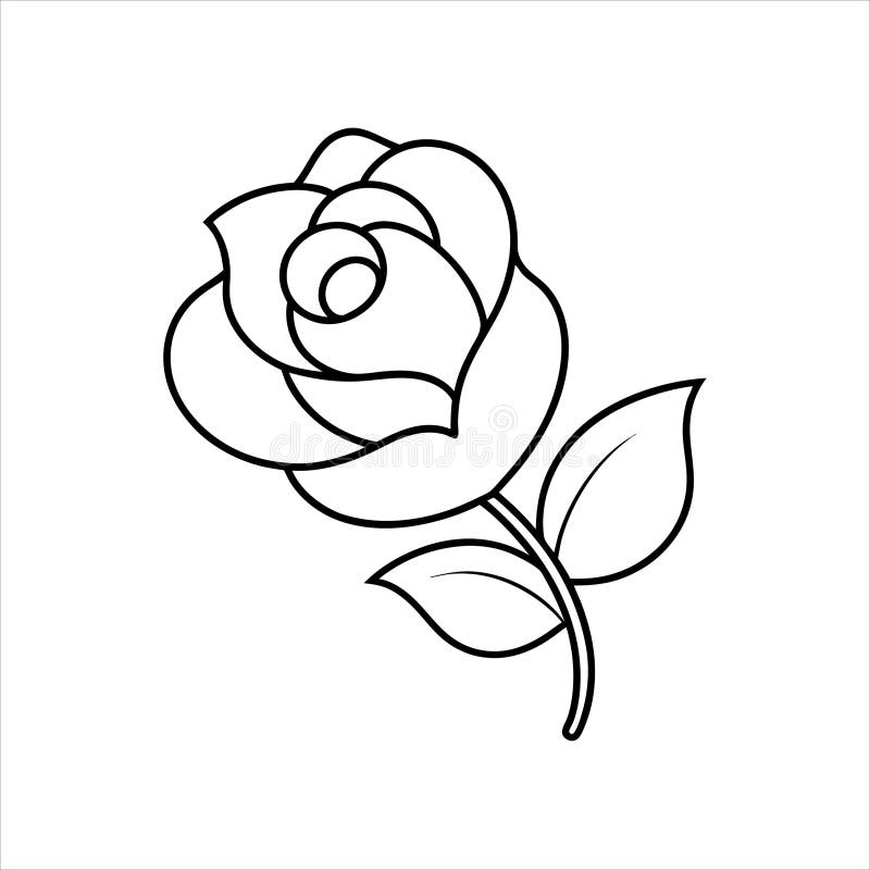 Passionate Rose Line Art Design on White Background Stock Vector ...