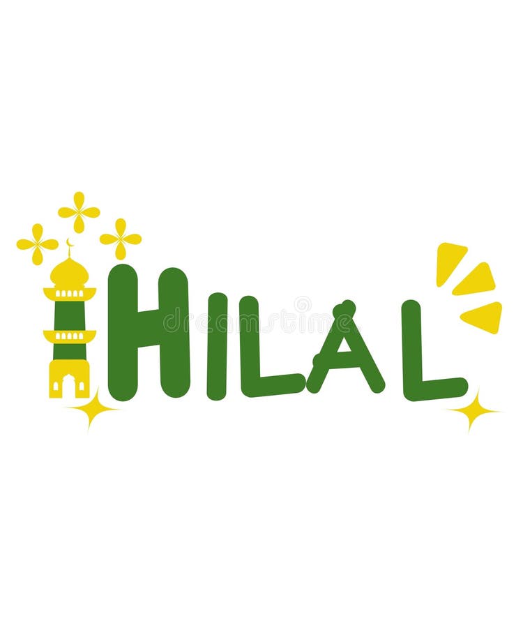 Hilal Typography with Crescent Moon and Lantern Design Stock ...