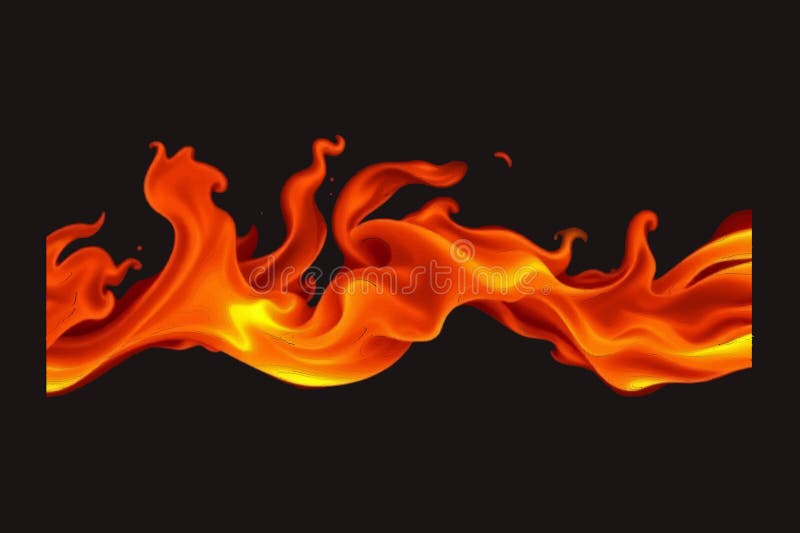 Isolated Heat Waves and Fiery Flames Vector on Black Background Stock ...