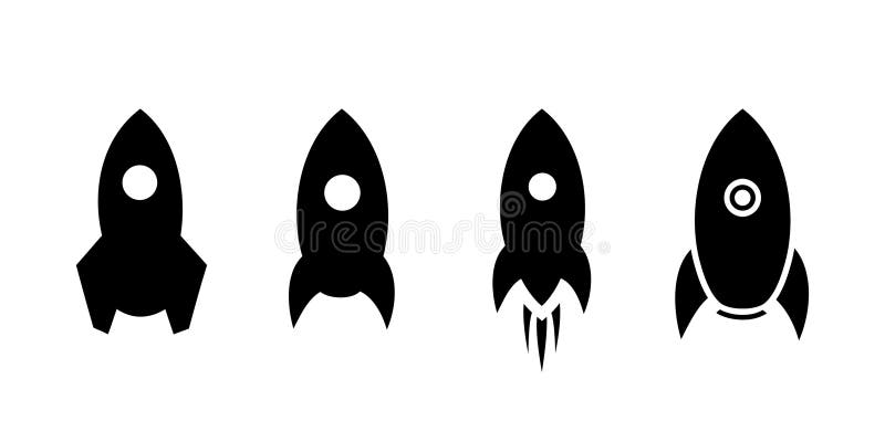 Rocket Icons Set. Spaceship Launch Icon Collection Stock Vector ...