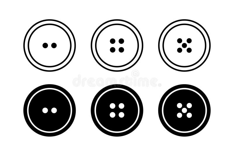 Button Icon Set. Clothing Buttons Collection. Button Symbol Vector ...