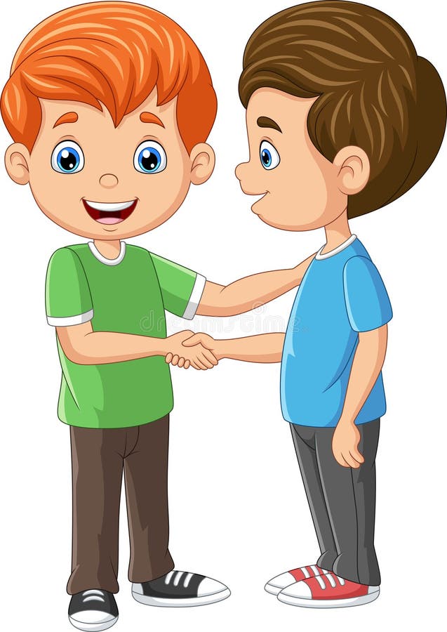 Illustration of Cartoon Boys Shake Hand Stock Vector - Illustration of ...