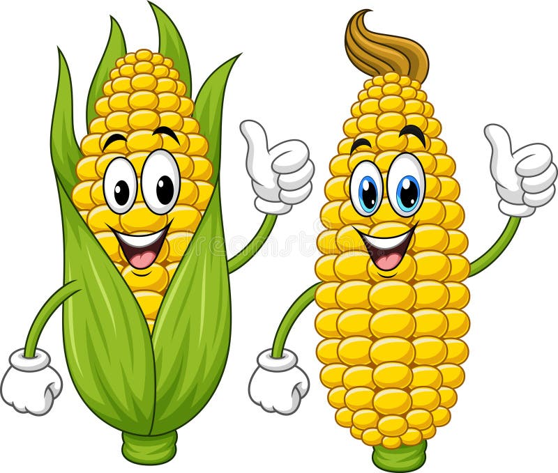 Cute Corn Cartoon Character Stock Vector - Illustration of food, face ...