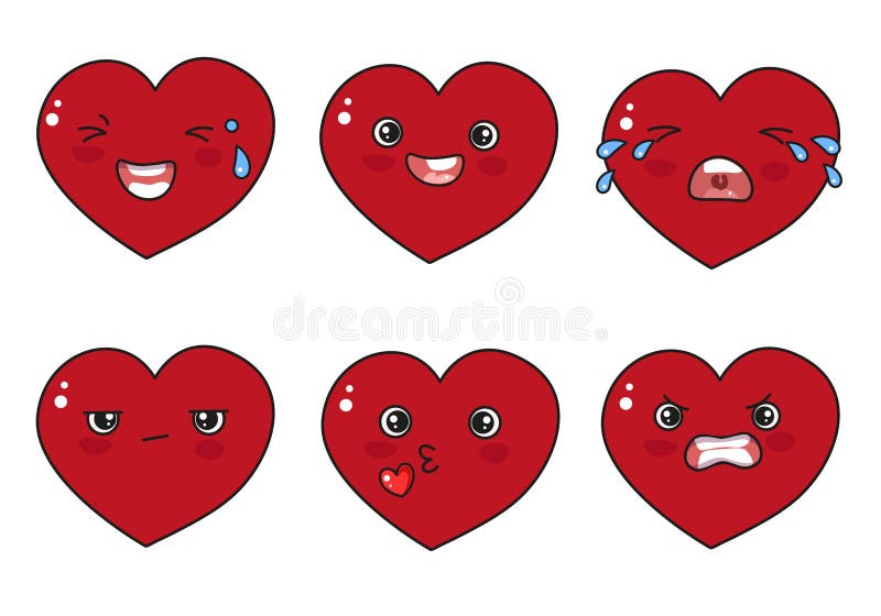 Cute Cartoon Red Heart. Love Character for Valentine S Day Design ...