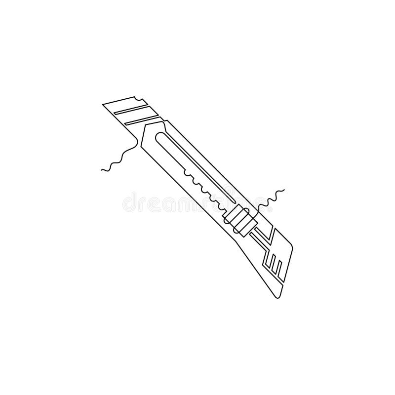 One Line Art Utility Knife Vector Icon Stock Vector - Illustration of ...