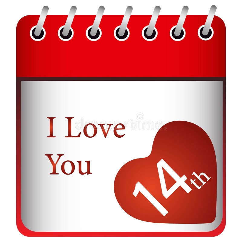 Valentines Day Calendar on 14th February in 3d Colorful Stock Vector ...