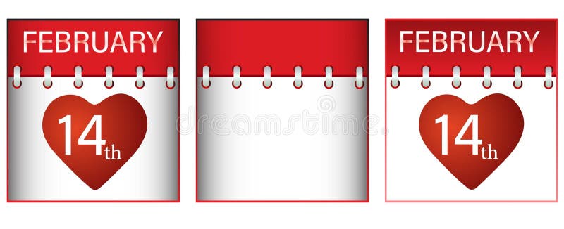 Valentines Day Calendar on 14th February in 3d Colorful Stock Vector ...