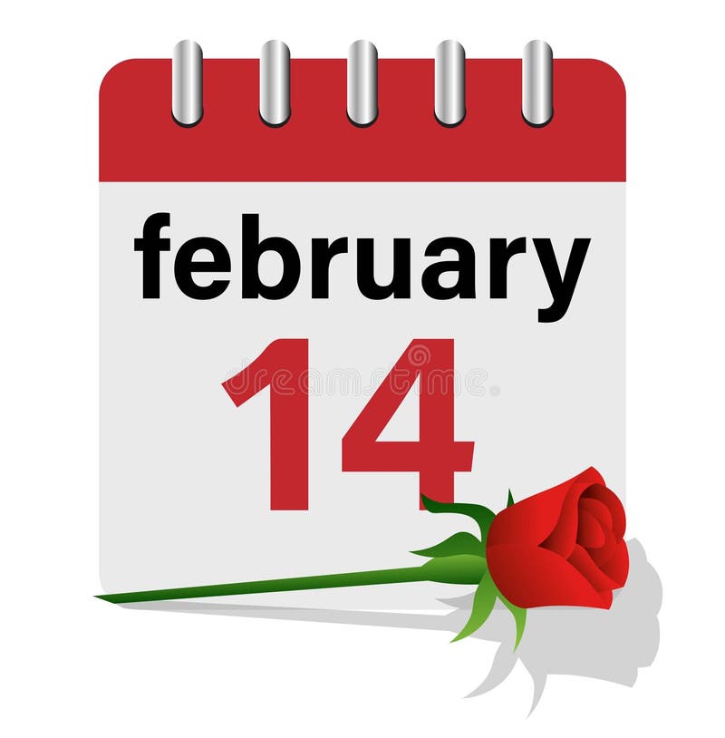 Valentines Day Calendar on 14th February in 3d Colorful Stock Vector ...