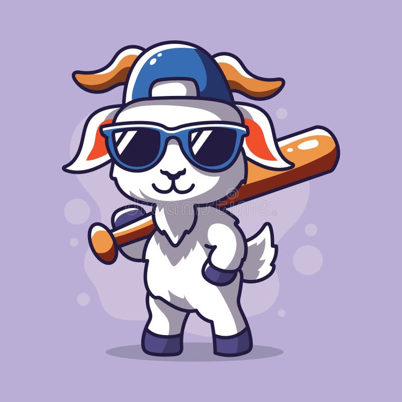 Cute Cartoon Goat in Baseball Mascot. Vector Illustration Stock Vector ...