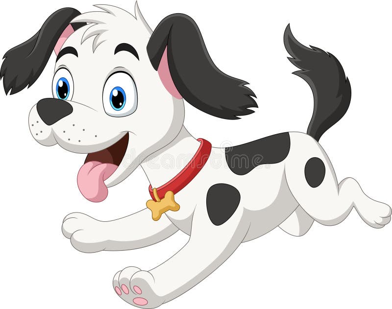 Cartoon Happy Little Puppy Running Stock Vector - Illustration of ...