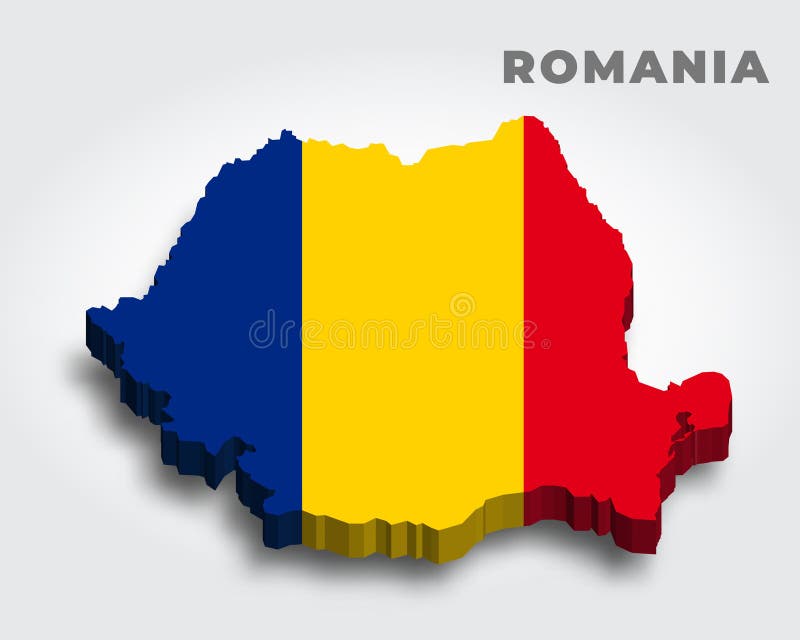 Romania 3d Map with National Flag Stock Illustration - Illustration of ...