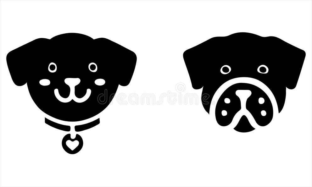 Silhouette Two Dogs Head Vector Illustration Art Stock Illustration ...